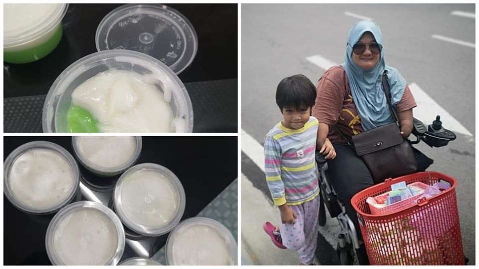 jual kuih berkerusi roda ditemani si kecil2 | YOY Network